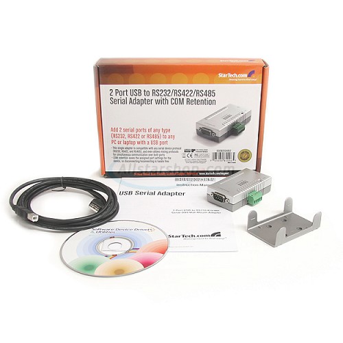 StarTech ICUSB2324852 2 Port USB to RS232 RS422 RS485 Serial Adapter with COM Retention ...