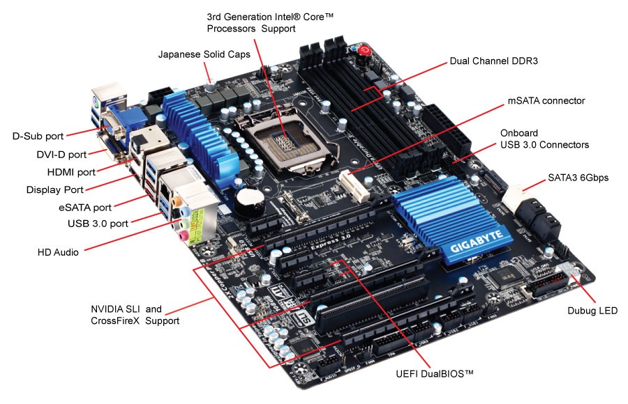 Motherboard Layout With Labels